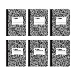 oxford composition notebooks, wide ruled paper, 9-3/4 x 7-1/2 inches, 100 sheets, black, 6 pack (63764)