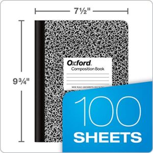 Oxford Composition Notebooks, Wide Ruled Paper, 9-3/4 x 7-1/2 Inches, 100 Sheets, Black, 6 Pack (63764)