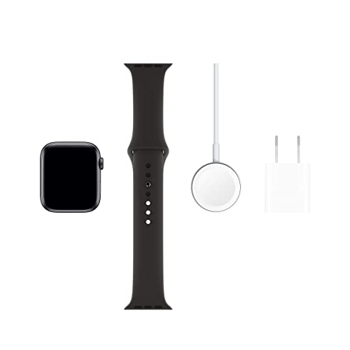 Apple Watch Series 5 (GPS, 40MM) - Space Gray Aluminum Case with Black Sport Band (Renewed)