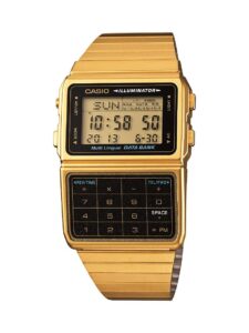 casio #dbc611g-1d men's gold tone 25 memory calculator databank watch