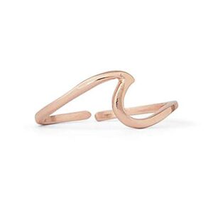 pura vida rose gold-plated wave toe ring - brass base design - adjustable open ends, one size