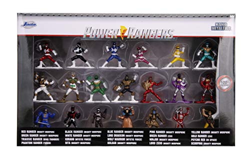 Jada Toys Power Rangers 1.65" Die-cast Metal Collectible Figures 20-Pack, Toys for Kids and Adults, Silver