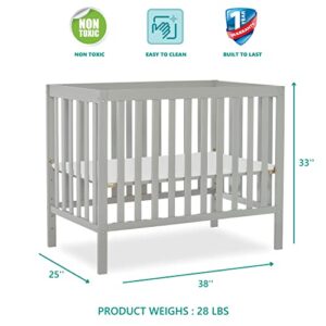 Dream On Me, Edgewood 4-in-1 Convertible Mini Crib, Cool Grey , 40x25x33 Inch (Pack of 1)