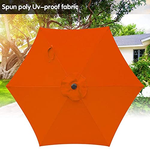 Aok Garden 7.5 ft Patio Umbrella Outdoor Market Umbrella Tilt Button and Crank 6 Ribs for Deck Lawn Pool& Backyard -Orange