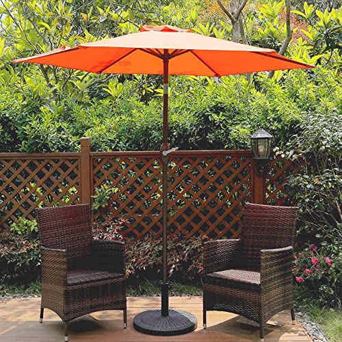 Aok Garden 7.5 ft Patio Umbrella Outdoor Market Umbrella Tilt Button and Crank 6 Ribs for Deck Lawn Pool& Backyard -Orange