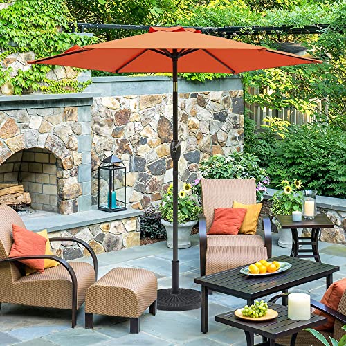 Aok Garden 7.5 ft Patio Umbrella Outdoor Market Umbrella Tilt Button and Crank 6 Ribs for Deck Lawn Pool& Backyard -Orange