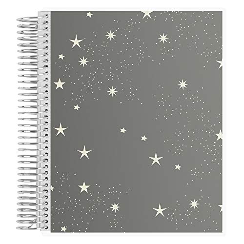 Erin Condren 7" x 9" Spiral Bound Dot Grid Journal Notebook - Starry Sky. 5mm Dot Grid. 160 Page Writing, Drawing & Art Notebook. 80Lb Thick Mohawk Paper. Stickers Included