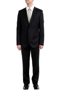 hugo boss "the king/central_1" men's 100% wool two button suit us 40l it 50l black