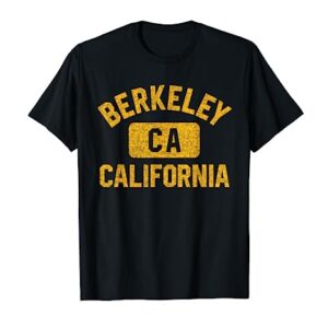 Berkeley CA California Gym Style Distressed Amber Print T-Shirt