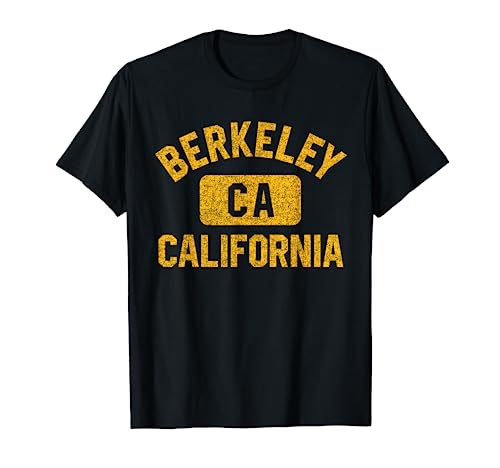 Berkeley CA California Gym Style Distressed Amber Print T-Shirt