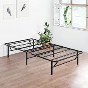 olee sleep foldable metal platform bed frame, 14 inch steel mattress foundation, easy storage, no box spring needed, black, twin size