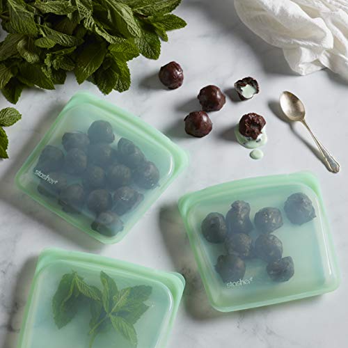 Stasher Reusable Silicone Storage Bag, Food Storage Container, Microwave and Dishwasher Safe, Leak-free, Sandwich, Mint