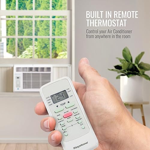 Keystone Energy Star 12,000 BTU Window Mounted Air Conditioner & Dehumidifier with Smart Remote Control - Window AC Unit for Apartment, Living Room, Garage & Medium Sized Rooms up to 550 Sq.Ft.