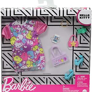 Barbie Storytelling Fashion Pack of Doll Clothes Inspired by Hello Kitty & Friends: Dress with Character Print & 6 Accessories Dolls, Gift for 3 to 8 Year Olds