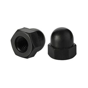 m6-1.00 acorn nuts nylon hex cap nut inner threaded protection cover, black, quantity 25