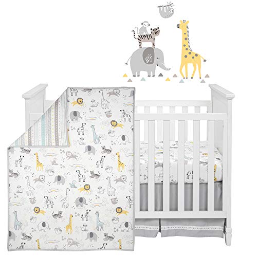 Lambs & Ivy Animal Jungle Cotton Jersey 4-Piece Crib Bedding Set - Multicolor