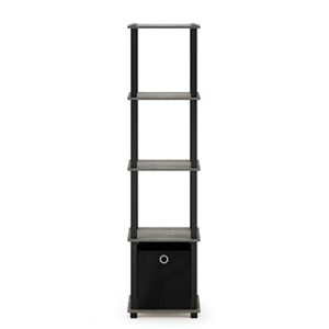 FURINNO TNT No Tools 5-Tier Display Decorative Shelf, French Oak Grey/Black/Black