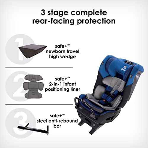 Diono Radian 3QX 4-in-1 Rear & Forward Facing Convertible Car Seat, Safe+ Engineering 3 Stage Infant Protection, 10 Years 1 Car Seat, Ultimate Protection, Slim Fit 3 Across, Blue Sky