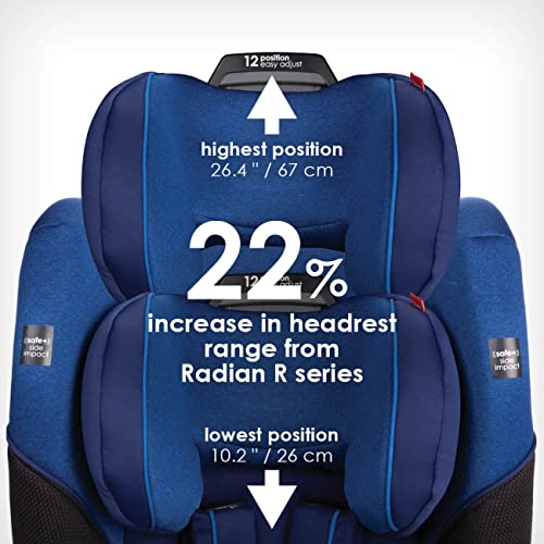 Diono Radian 3QX 4-in-1 Rear & Forward Facing Convertible Car Seat, Safe+ Engineering 3 Stage Infant Protection, 10 Years 1 Car Seat, Ultimate Protection, Slim Fit 3 Across, Blue Sky