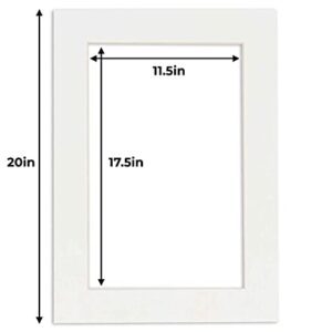 CountryArtHouse Textured White Acid Free 16x20 Picture Frame Mats with White Core Bevel Cut for 12x18 Pictures - Fits 16x20 Frame - One Mat