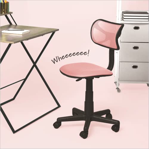 Urban Shop Swivel Mesh Desk Chair, Blush 21D x 21W x 34H in