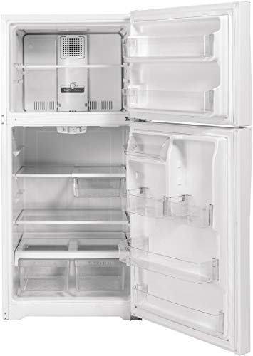 GE 30 Inch Freestanding Top Freezer Refrigerator with 19.11 cu. ft. Total Capacity, 2 Glass Shelves, 5.6 cu. ft. Freezer Capacity, Right Hinge, Crisper Drawer, Frost Free Defrost (White)