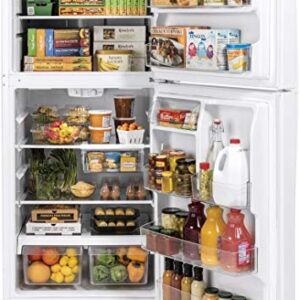 GE 30 Inch Freestanding Top Freezer Refrigerator with 19.11 cu. ft. Total Capacity, 2 Glass Shelves, 5.6 cu. ft. Freezer Capacity, Right Hinge, Crisper Drawer, Frost Free Defrost (White)