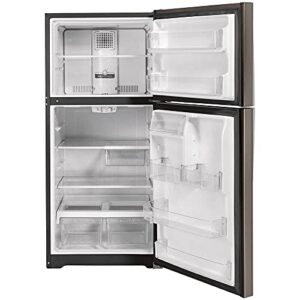 GE GTS22KMNRES 33" Top Freezer Refrigerator with 21.93 cu. ft. Capacity, LED Lighting, Edge-to-Edge Glass Shelves and Upfront Temperature Controls in Slate