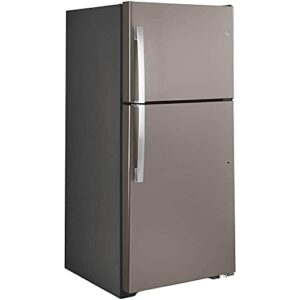 GE GTS22KMNRES 33" Top Freezer Refrigerator with 21.93 cu. ft. Capacity, LED Lighting, Edge-to-Edge Glass Shelves and Upfront Temperature Controls in Slate