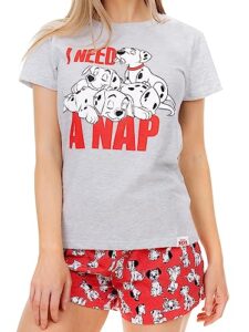 disney pajamas women | 101 dalmatians pajama set | short summer pjs grey xx-large