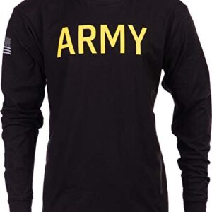 Army PT Style Shirt | U.S. Military Physical Training Workout Long Sleeve T-Shirt, Black-(LSBLK,XL)