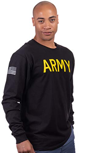 Army PT Style Shirt | U.S. Military Physical Training Workout Long Sleeve T-Shirt, Black-(LSBLK,XL)