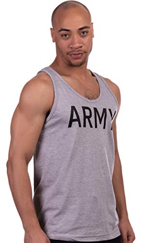 Army PT Style Tank Top | U.S. Military Physical Training Infantry Workout Sleeveless Work Out Shirt, Grey-(TankGRY,L)