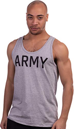 Army PT Style Tank Top | U.S. Military Physical Training Infantry Workout Sleeveless Work Out Shirt, Grey-(TankGRY,L)