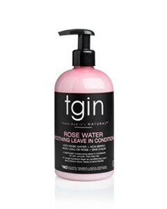 tgin rose water smoothing leave-in conditioner for natural hair - protective styles - curls - waves - detangler - great for low porosity hair - fine hair 13oz