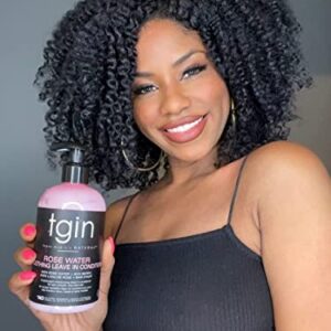 tgin Rose Water Smoothing Leave-In Conditioner for Natural Hair - Protective Styles - Curls - Waves - Detangler - Great for low porosity hair - Fine hair 13oz