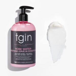 tgin Rose Water Smoothing Leave-In Conditioner for Natural Hair - Protective Styles - Curls - Waves - Detangler - Great for low porosity hair - Fine hair 13oz