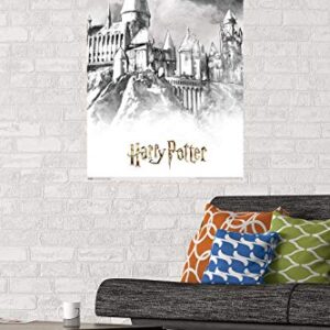 Trends International The Wizarding World: Harry Potter - Illustrated Hogwarts Wall Poster, 22.375" x 34", Poster & Mount Bundle