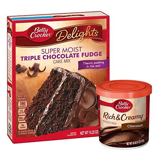 Betty Crocker Triple Chocolate Fudge Cake Mix and Chocolate Frosting Bundle (2 Items)