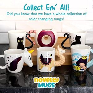 infloatables Color-Changing Cat Mug - 3D Ceramic Black Cute Coffee Mug - Holds 12 Ounces - Heat Sensitive Moon Cat Mug - Unique Birthday /Mom Gifts For Women