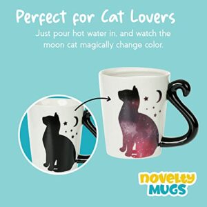 infloatables Color-Changing Cat Mug - 3D Ceramic Black Cute Coffee Mug - Holds 12 Ounces - Heat Sensitive Moon Cat Mug - Unique Birthday /Mom Gifts For Women