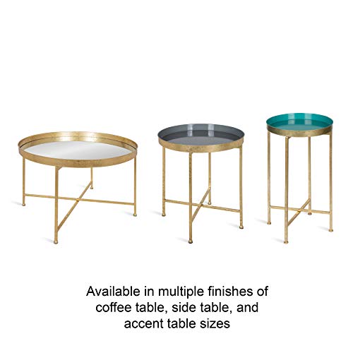 Kate and Laurel Celia Round Metal Foldable Accent Table with Tray Top, Black