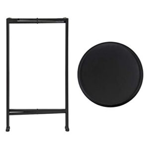 Kate and Laurel Celia Round Metal Foldable Accent Table with Tray Top, Black