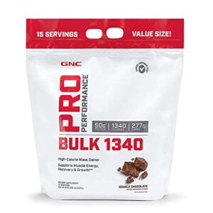 gnc pro performance bulk 1340 - double chocolate, 15 servings, supports muscle energy, recovery and growth