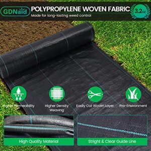 GDNaid 3ftx100ft Weed Barrier Landscape Fabric Heavy Duty, Premium 3.2oz Garden Weed Barrier, Easy Setup & Durable Woven Weed Control Landscaping Fabric