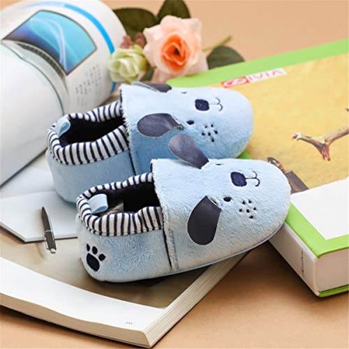 COSANKIM Infant Baby Boys Girls Slipper Soft Sole Non Skid Sneaker Moccasins Toddler First Walker Cirb House Shoes, 18-24 Months Toddler, 01 blue dog