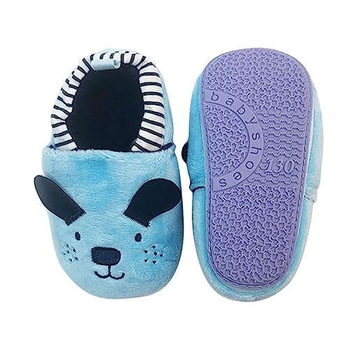 COSANKIM Infant Baby Boys Girls Slipper Soft Sole Non Skid Sneaker Moccasins Toddler First Walker Cirb House Shoes, 18-24 Months Toddler, 01 blue dog