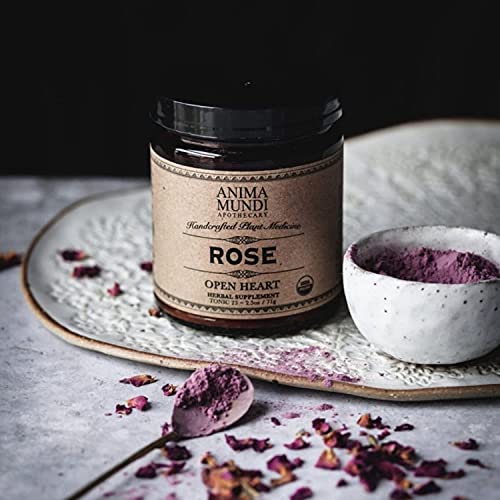 Anima Mundi Rose Petal Powder - 100% Organic Rose Powder for Teas, Lattes, Smoothies & More - Natural Formula to Support Positive Mood (2.5oz / 71g)