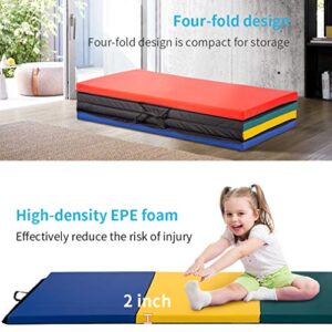 BMS 4x8x2 Gymnastics Mats for Gymnastics 4 Pannel Foldding Lightweight Gym Mats for Home Gymnastics Equipment Exercise Mat Tumbling Mats for Gymnastics Panel Mat