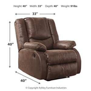 Signature Design by Ashley Bladewood Faux Leather Pebble Manual Zero Wall Recliner, Brown